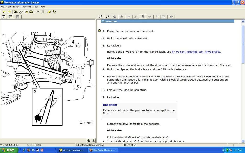 Nearside Driveshaft Removal | SaabCentral Forums